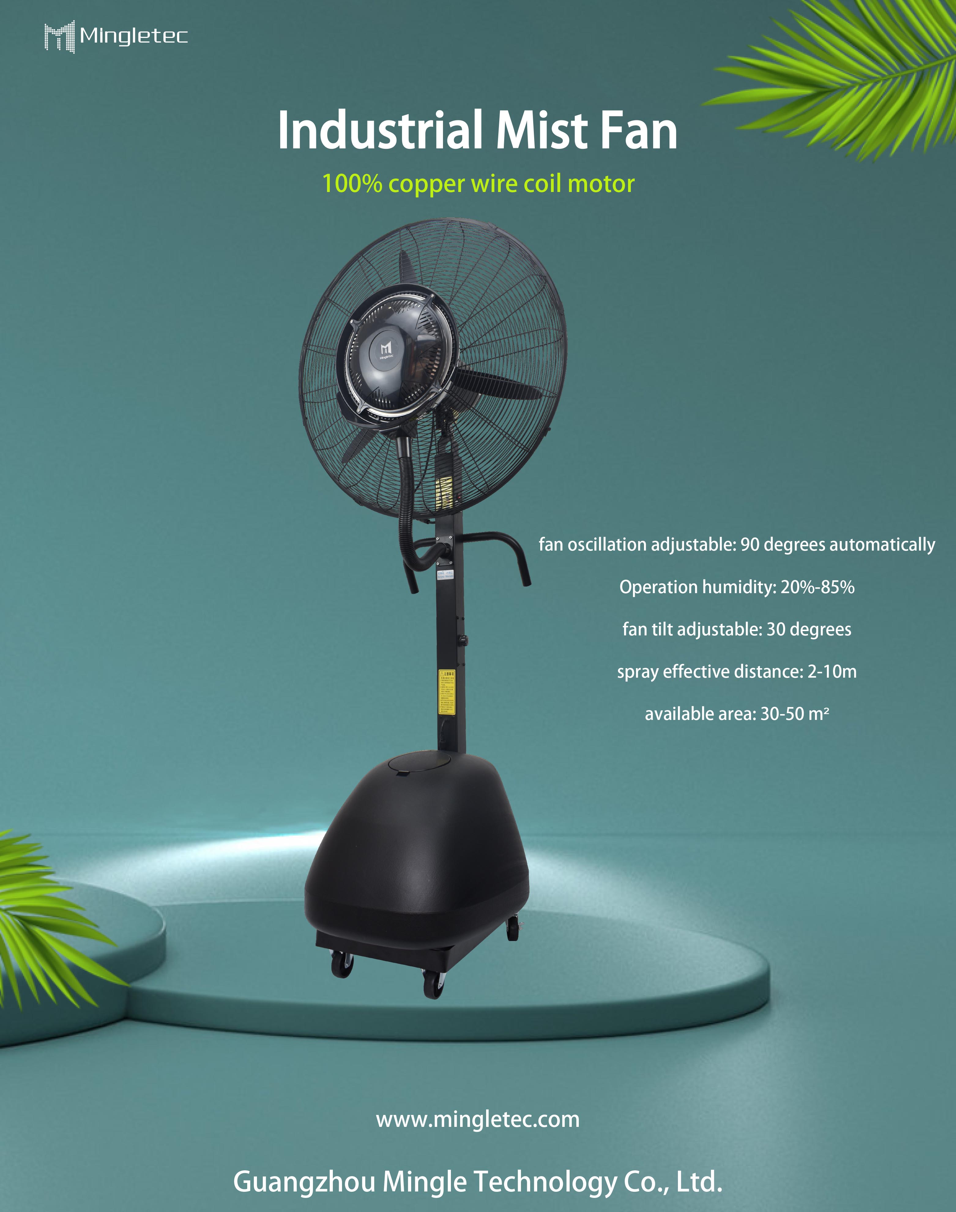 26 Inch Outdoor Oscillating Spray Misting Fan with 60L Water Tank - Buy ...